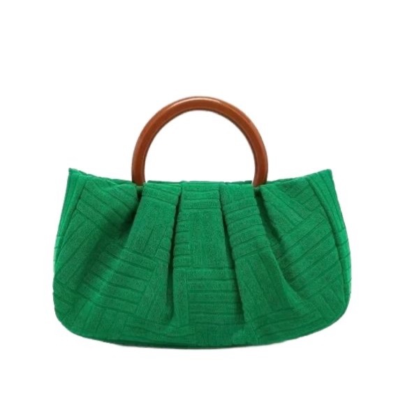 LuxFashionGalleria | Bags | Green Top Handle Jacquard Ruched Bag | Poshmark